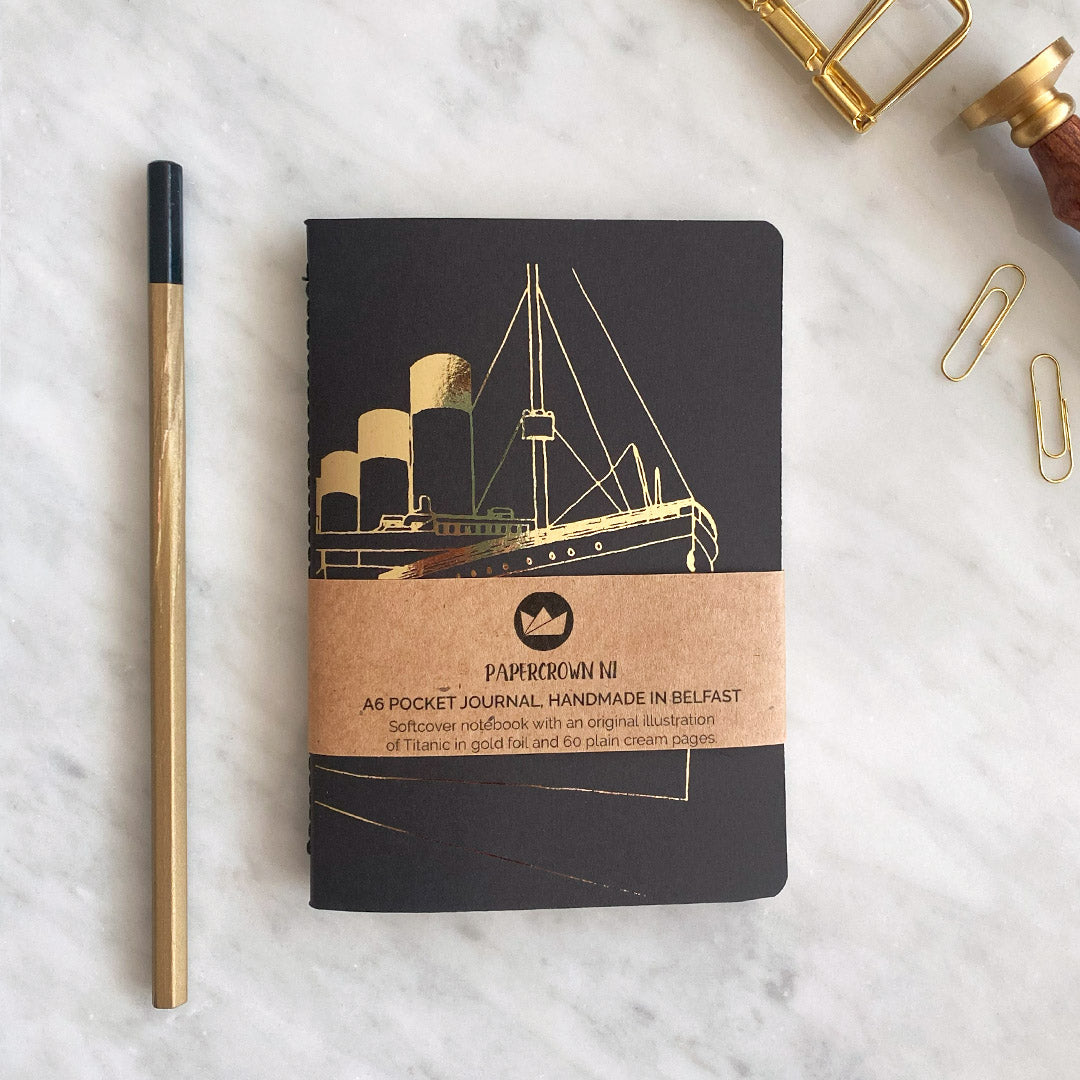 Titanic Gold Foiled Pocket Notebook – papercrownni